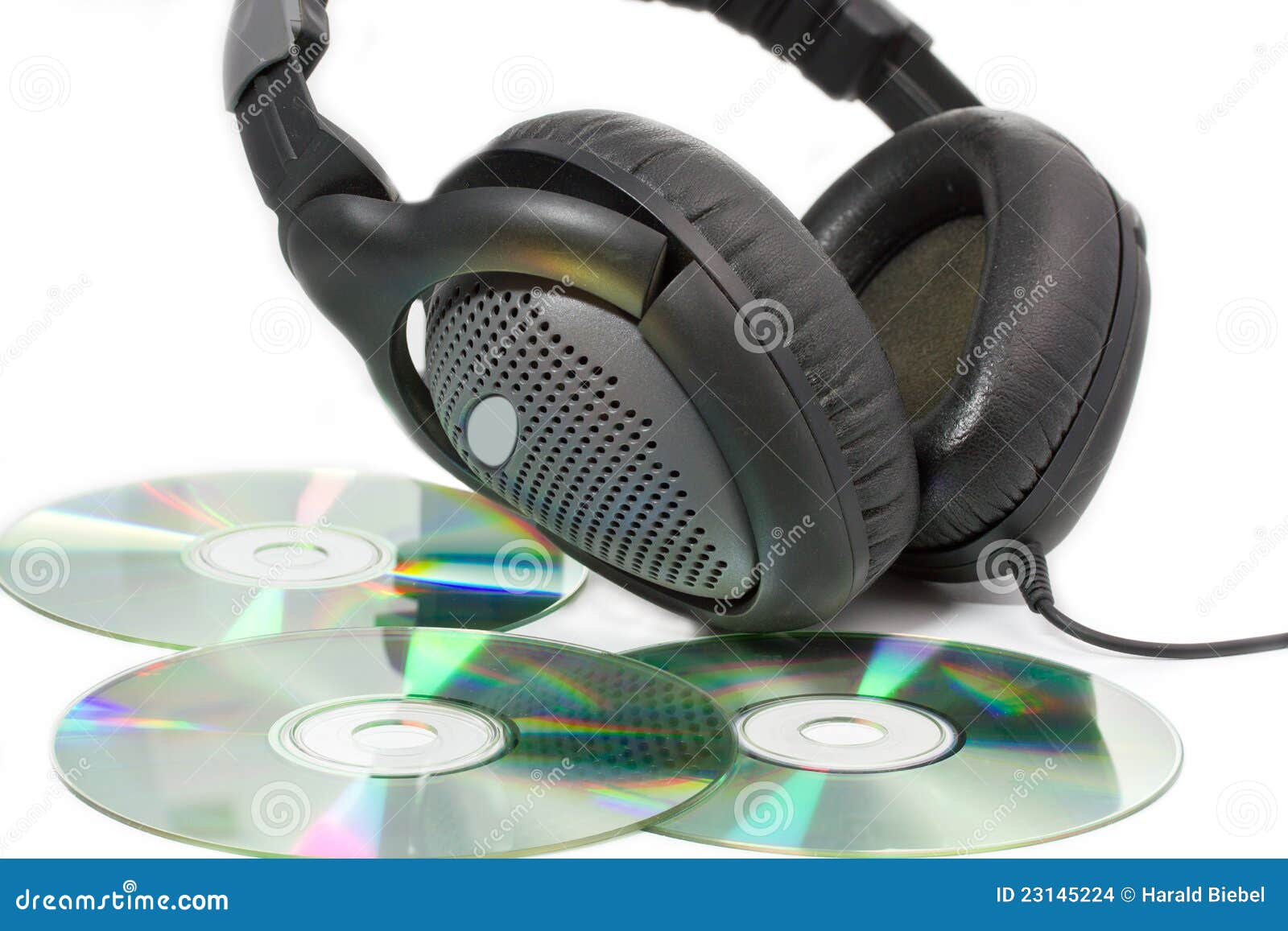 Compact Discs (CDs) with Headphones Stock Photo - Image of headphones ...