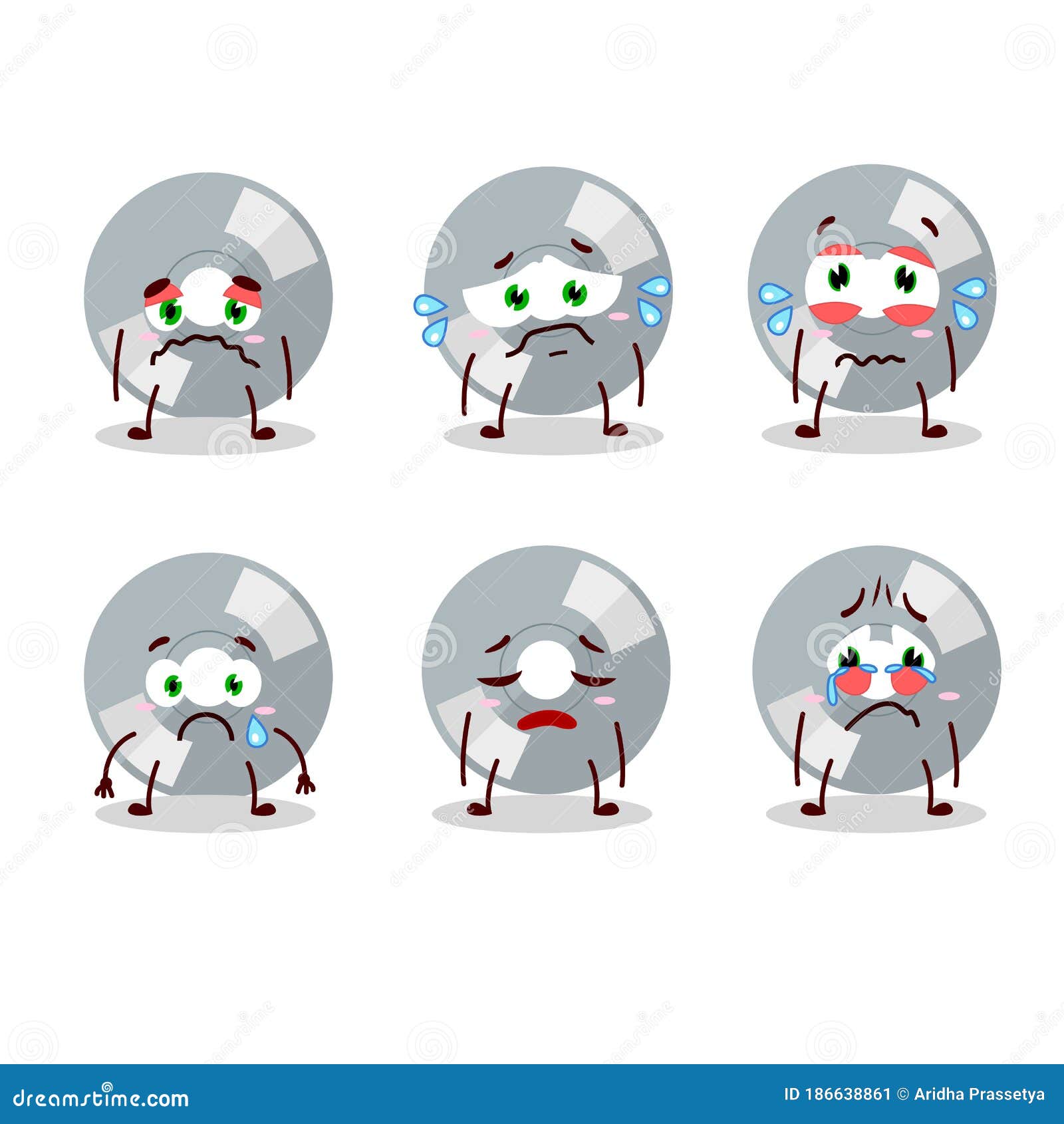 Compact Disk Cartoon Character with Sad Expression Stock Vector ...