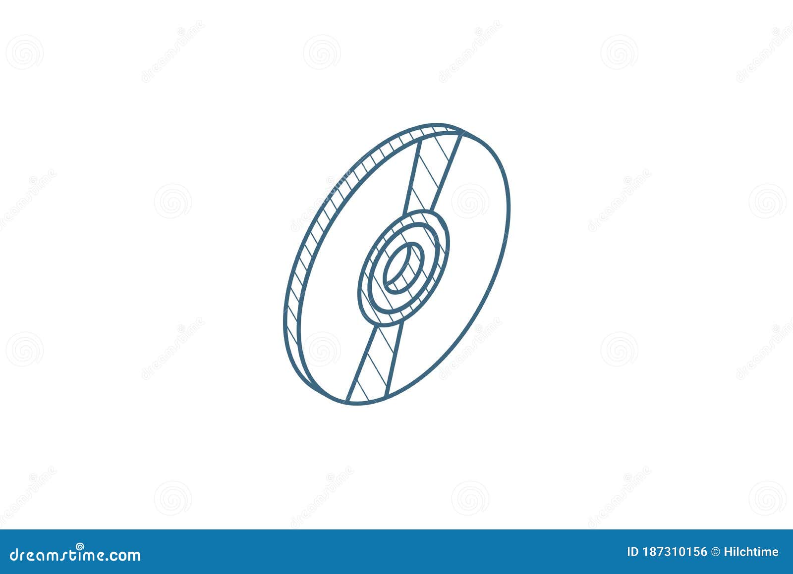 Compact Disk Cd Isometric Icon 3d Line Art Technical Drawing
