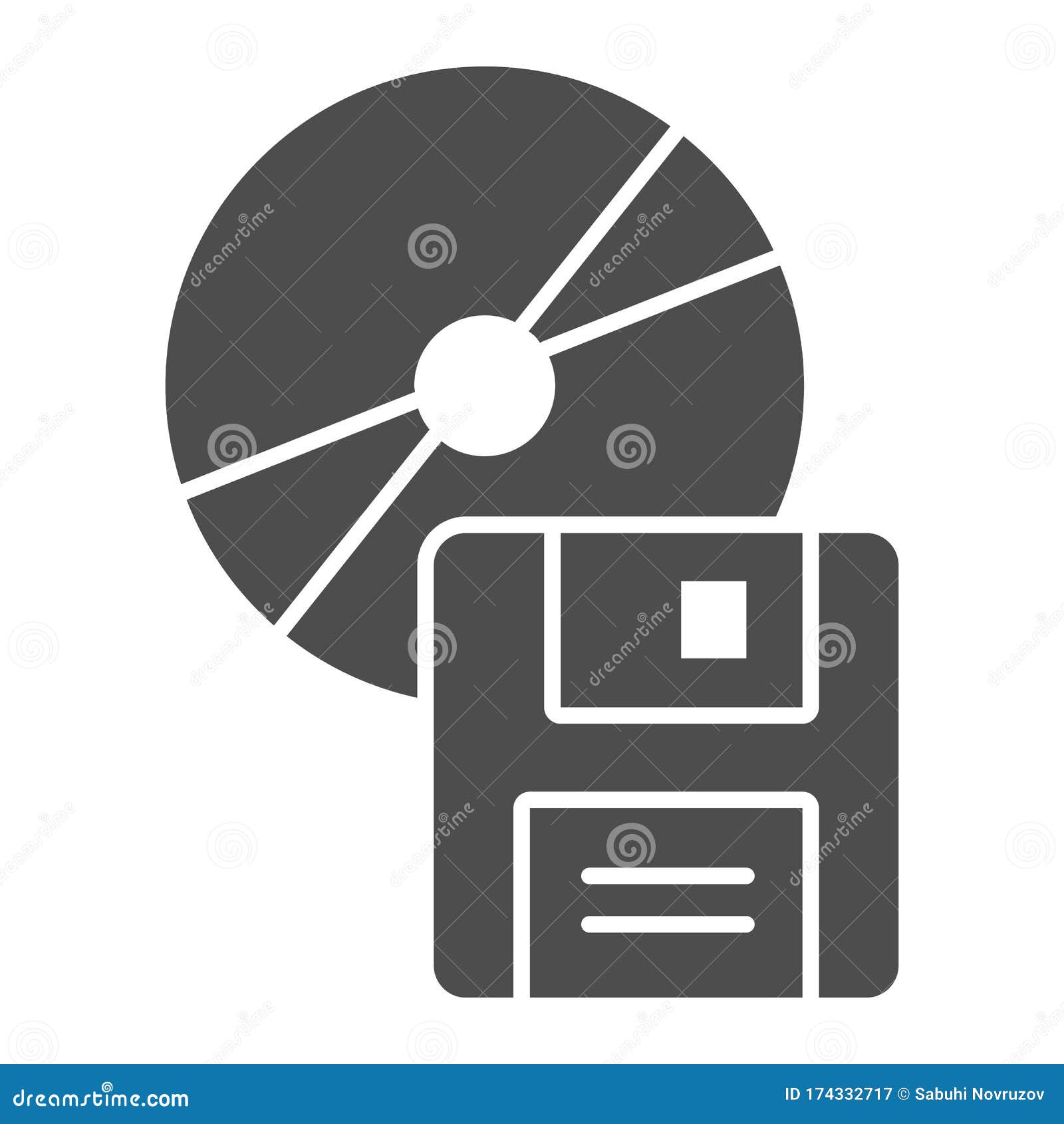 Compact Disk and Floppy Diskette Solid Icon. Different Data Storage ...