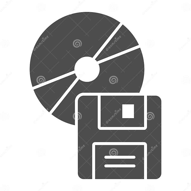 Compact Disk and Floppy Diskette Solid Icon. Different Data Storage ...