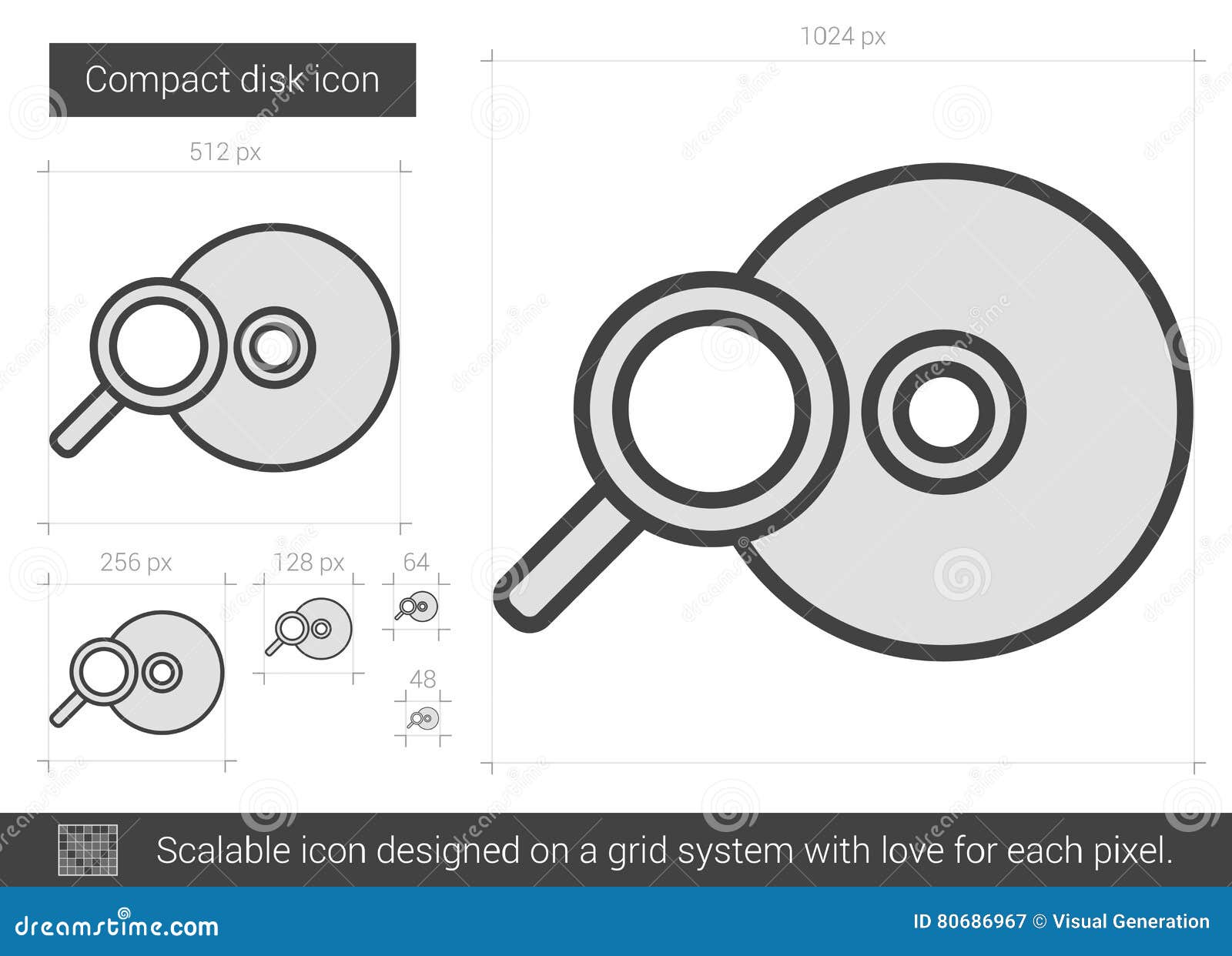 Compact disk line icon. stock vector. Illustration of element - 80686967