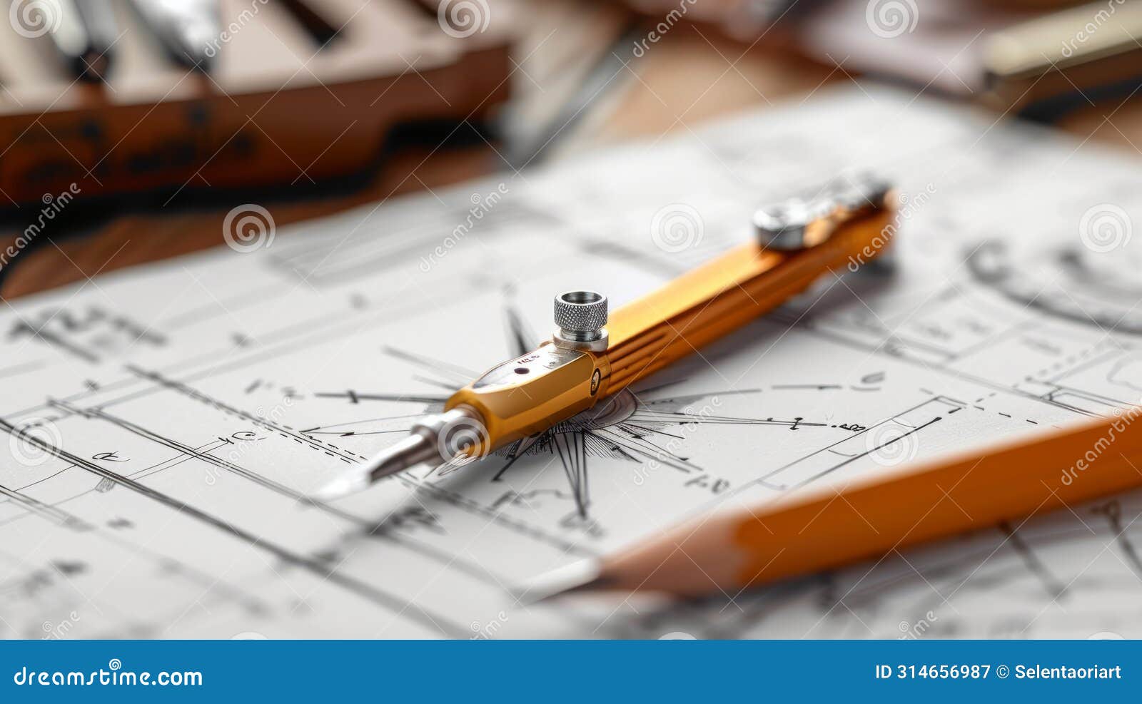 Compact Drawing Compasses for Portable Use Stock Illustration ...