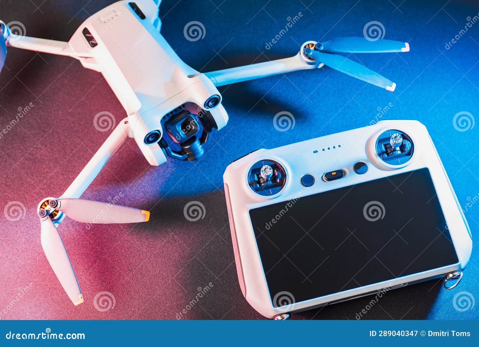 Compact Drone with a Camera and Collision Sensors and a Remote Control ...