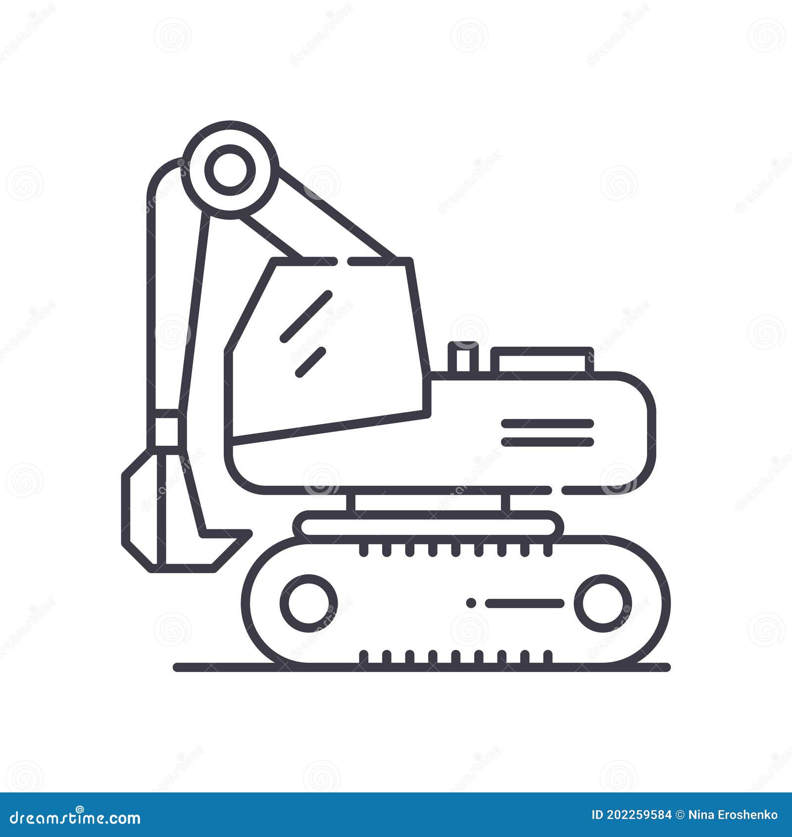 Outline Backhoes Vector Icon. Isolated Black Simple Line Element ...