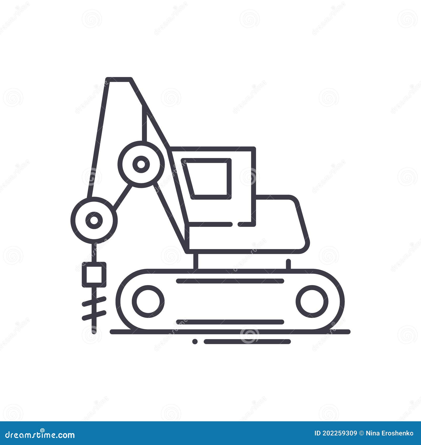 Compact Excavator Icon, Linear Isolated Illustration, Thin Line Vector ...
