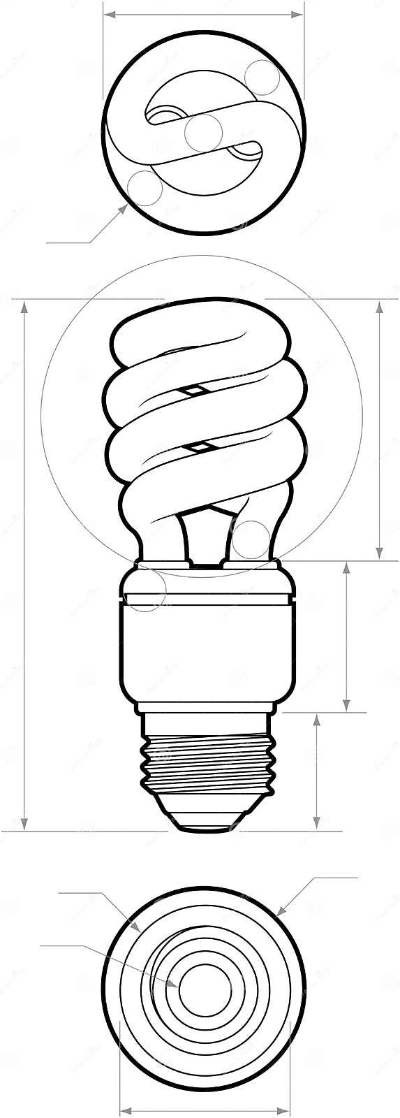 Compact Flourescent Drawing Stock Vector - Illustration of light ...