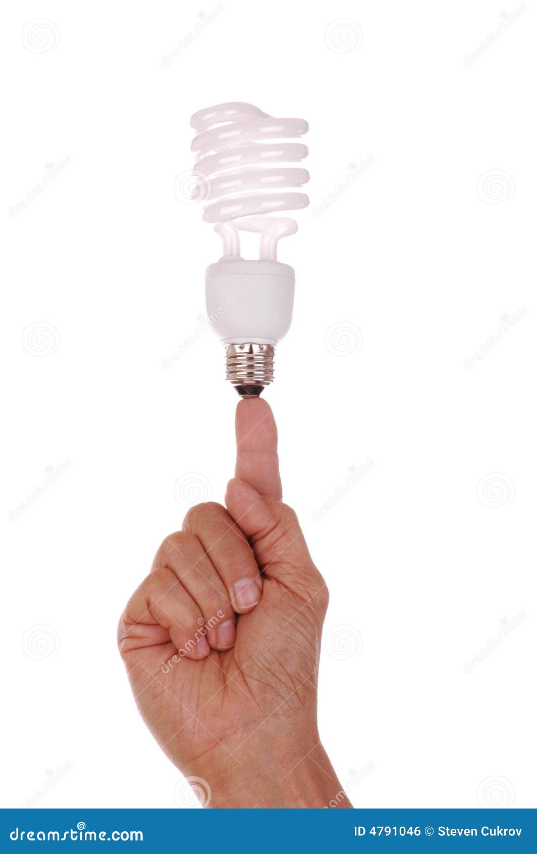 Compact Fluorescent Bulb on Finger Stock Photo - Image of efficient ...