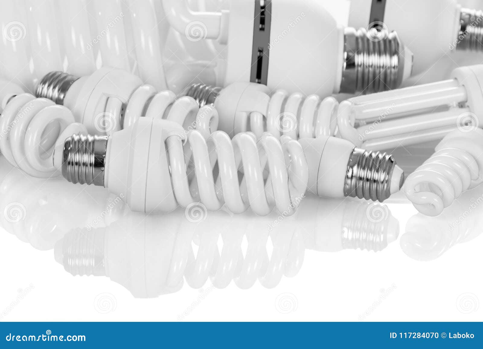 Compact, Fluorescent, Energy-saving Light Bulbs of Different Power ...