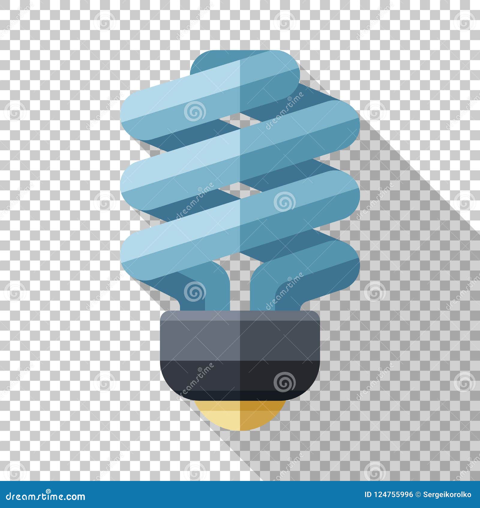 Compact Fluorescent Lamp Icon in a Flat Style on a Transparent ...