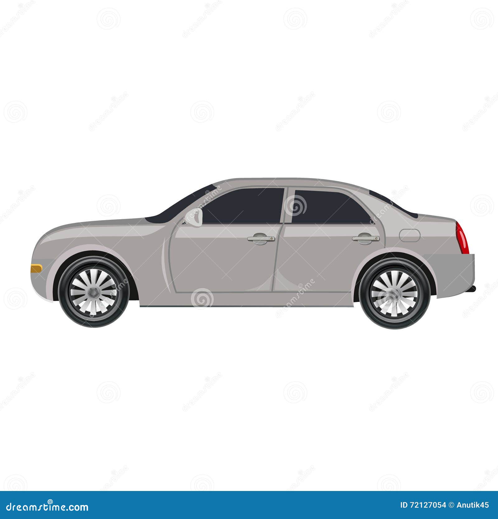 Compact Four Door Car on White, Prototype, Vector Illustration Stock ...