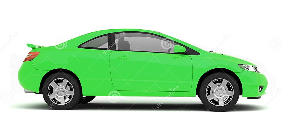 Compact Green Car Side View Stock Illustration - Illustration of side ...
