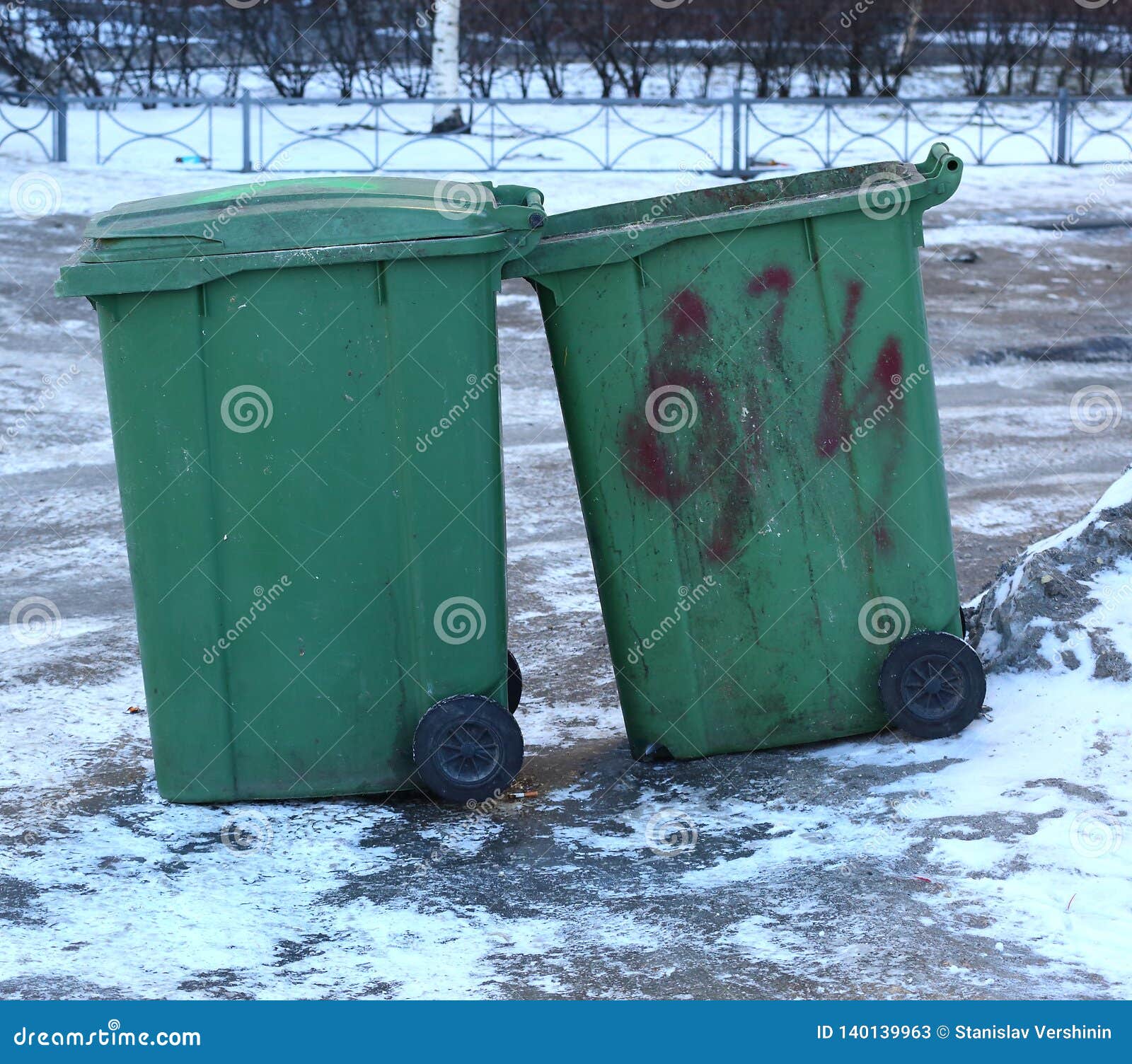 Compact Green Garbage Containers Stock Image - Image of urban, garbage ...