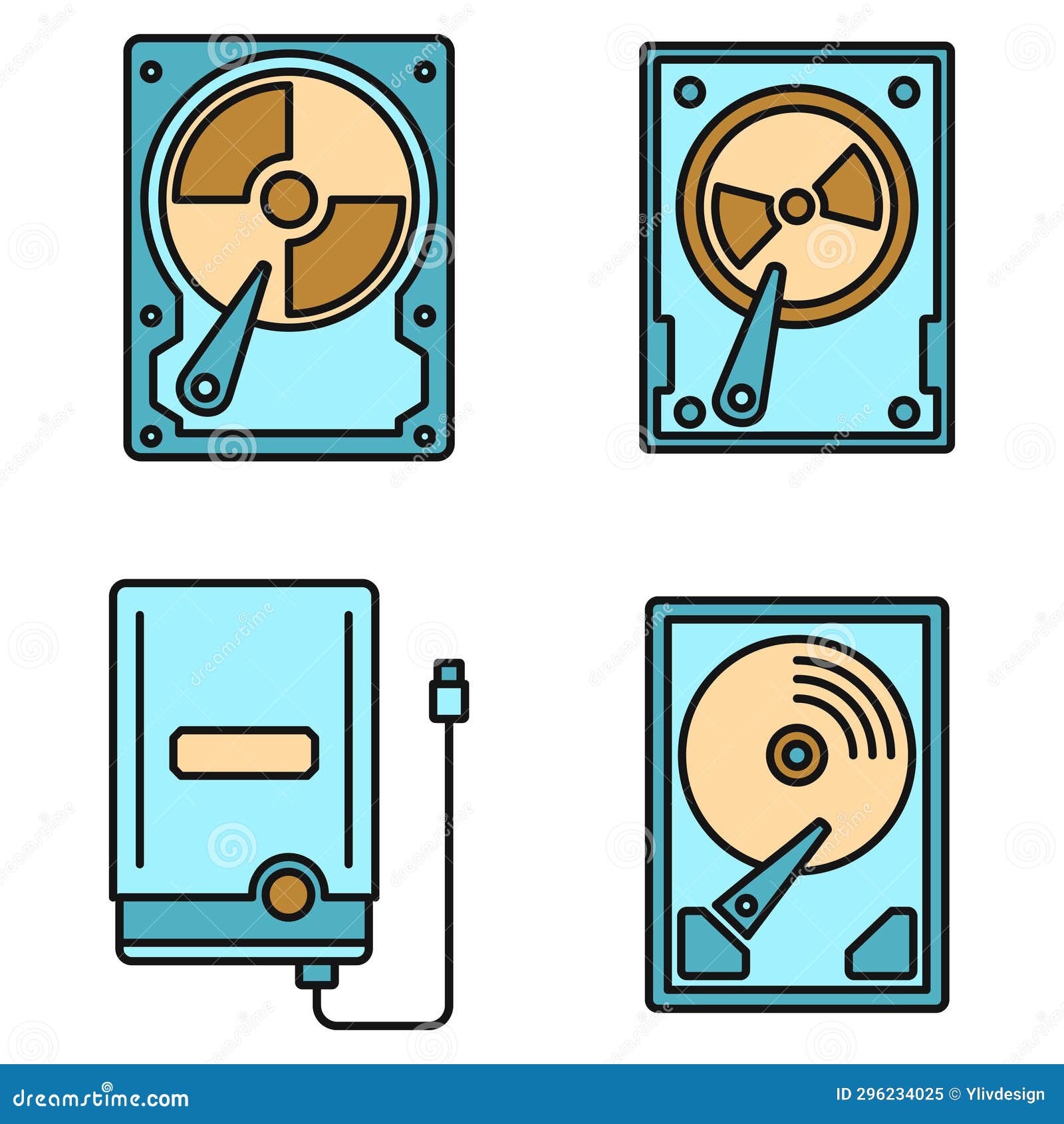 Compact Hard Disk Icons Set Vector Color Stock Illustration ...