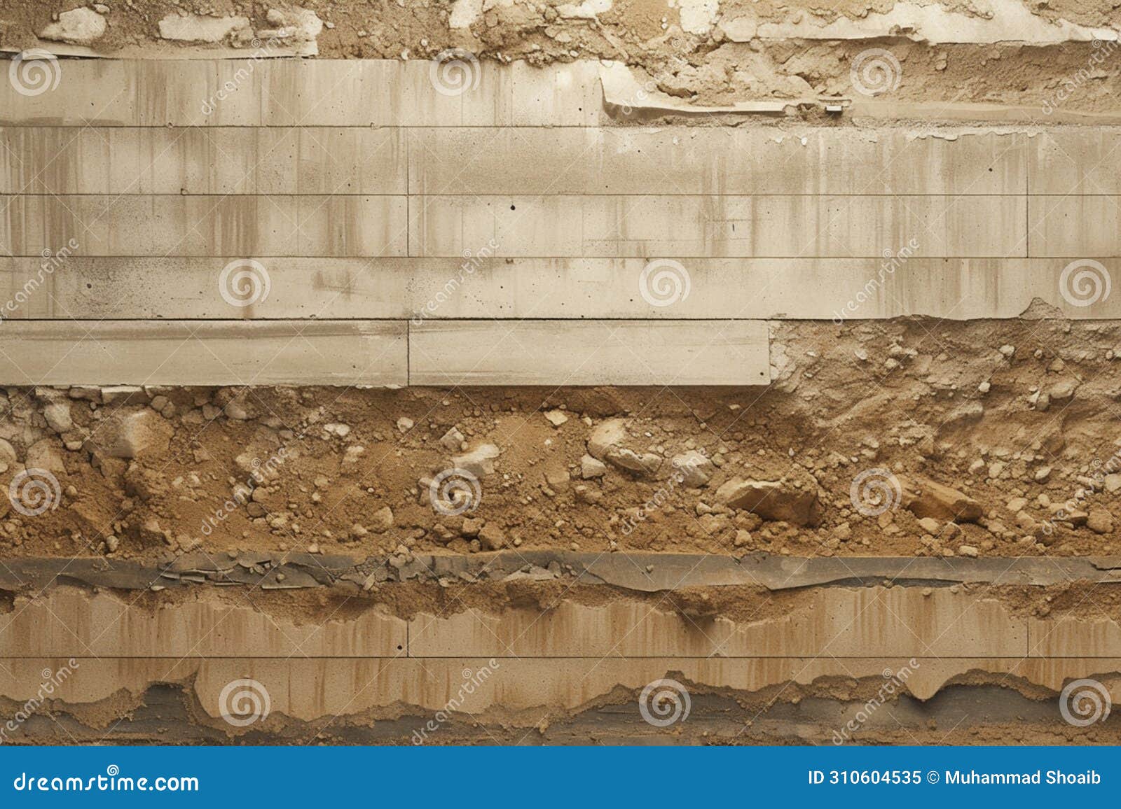 Compact Layers of Natural Earth Tones Form Sturdy Rammed Wall Stock ...