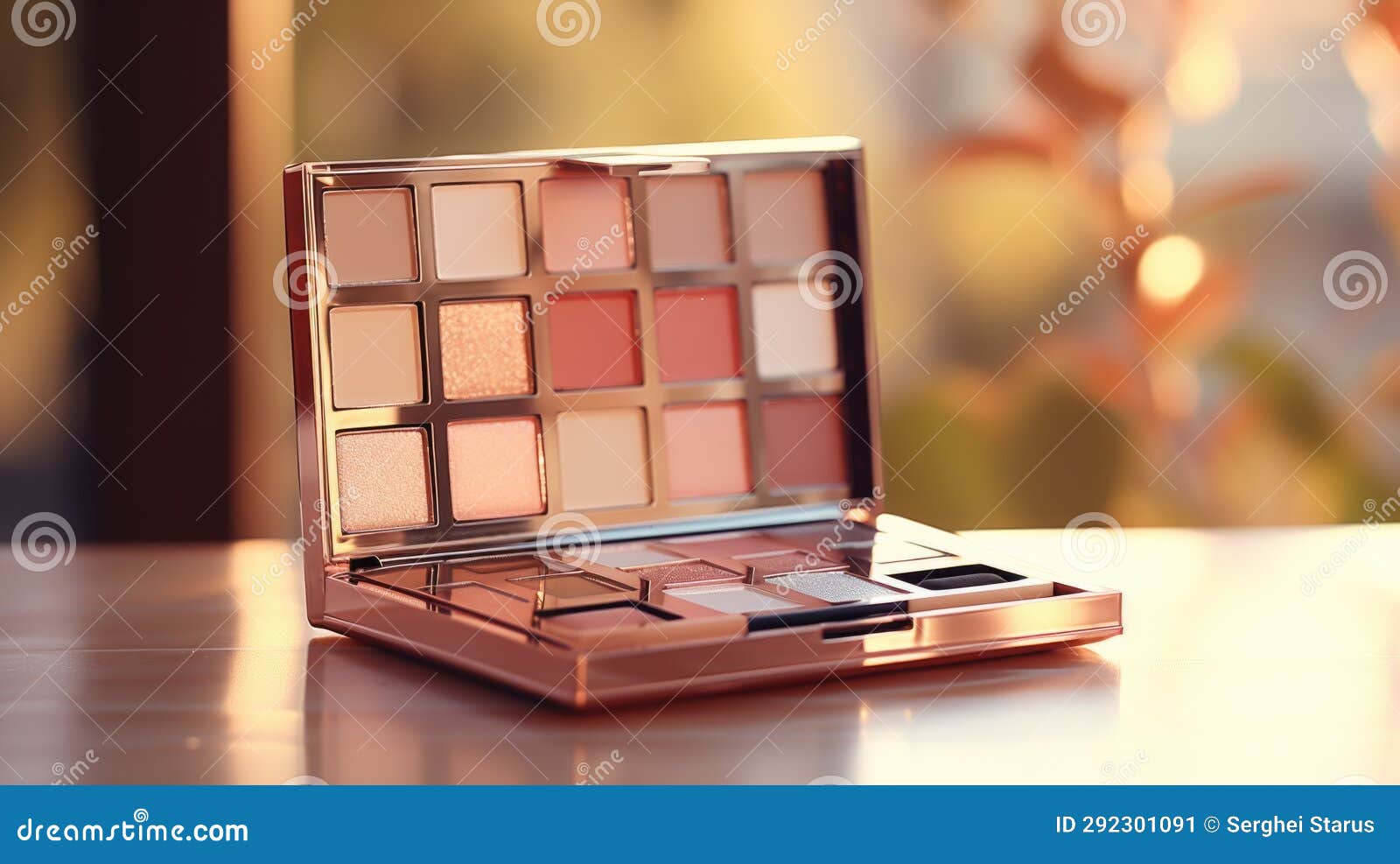 A Compact Makeup Palette on a Table. AI Stock Image - Image of glamour ...
