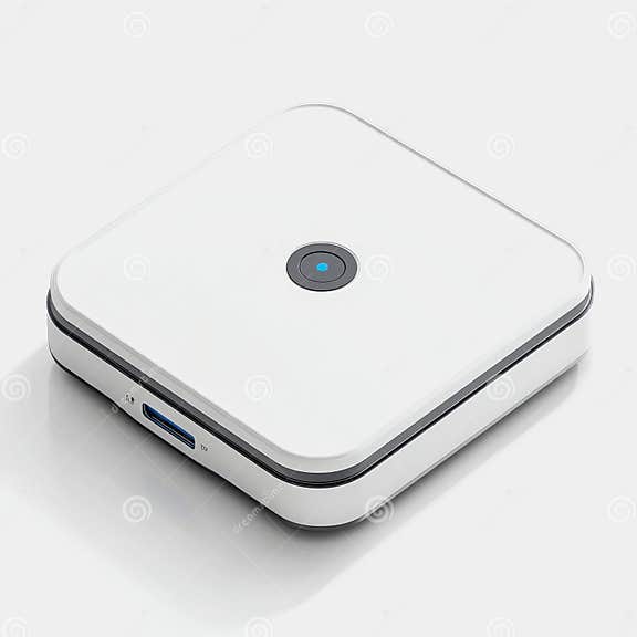 Compact and Modern White Device on Smooth Surface with Circular Button ...