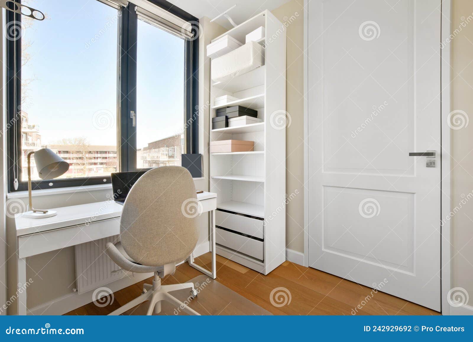 Work area in the house stock photo. Image of white, modern - 242929692