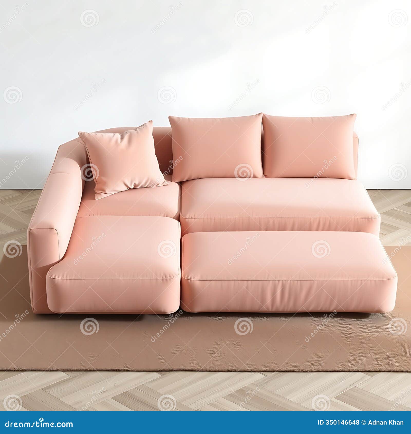 A Compact Modular Sofa in a Soft Pastel Shade with Movable Sections ...