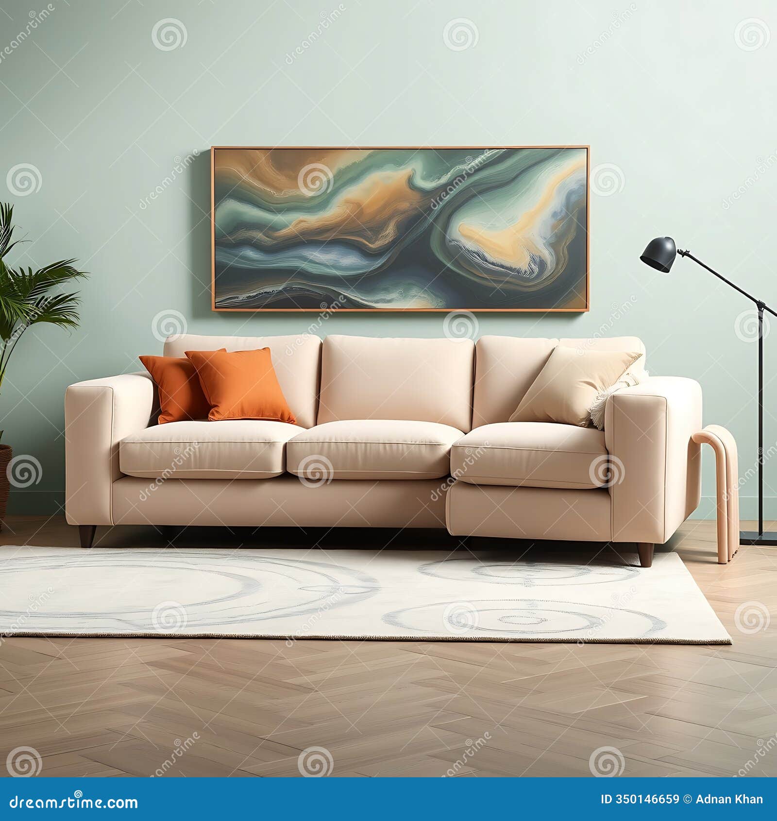 A Compact Modular Sofa in a Soft Pastel Shade with Movable Sections ...