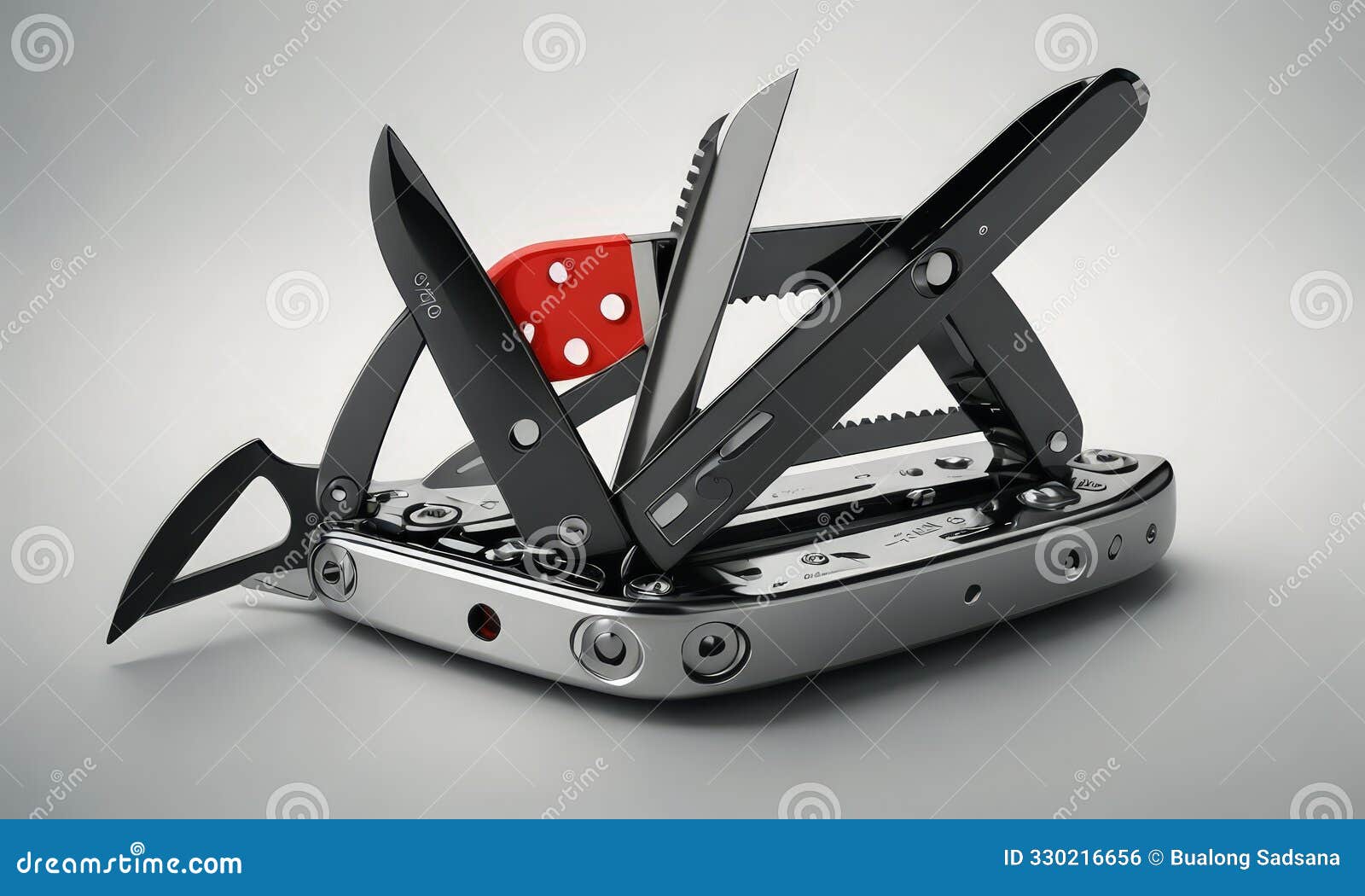 Compact Multitool with Folding Mechanism, Featuring Knife, Scissors ...