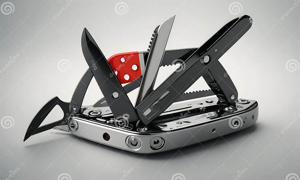 Compact Multitool with Folding Mechanism, Featuring Knife, Scissors ...