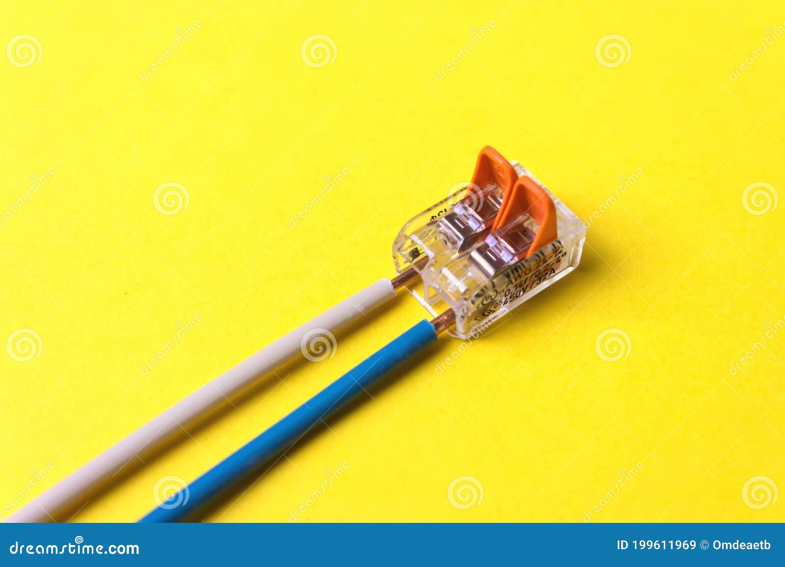 Compact Orange Splicing Connector with Two Wires Phase, Zero ...
