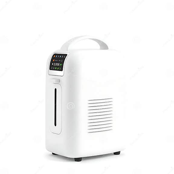 A Compact Oxygen Concentrator with an Ergonomic Design Displayed on a ...