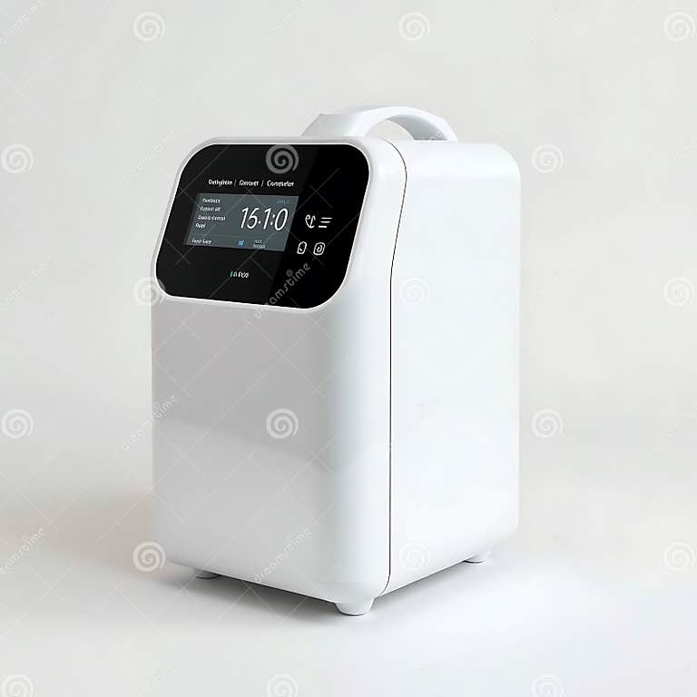 A Compact Oxygen Concentrator with an Ergonomic Design Displayed on a ...