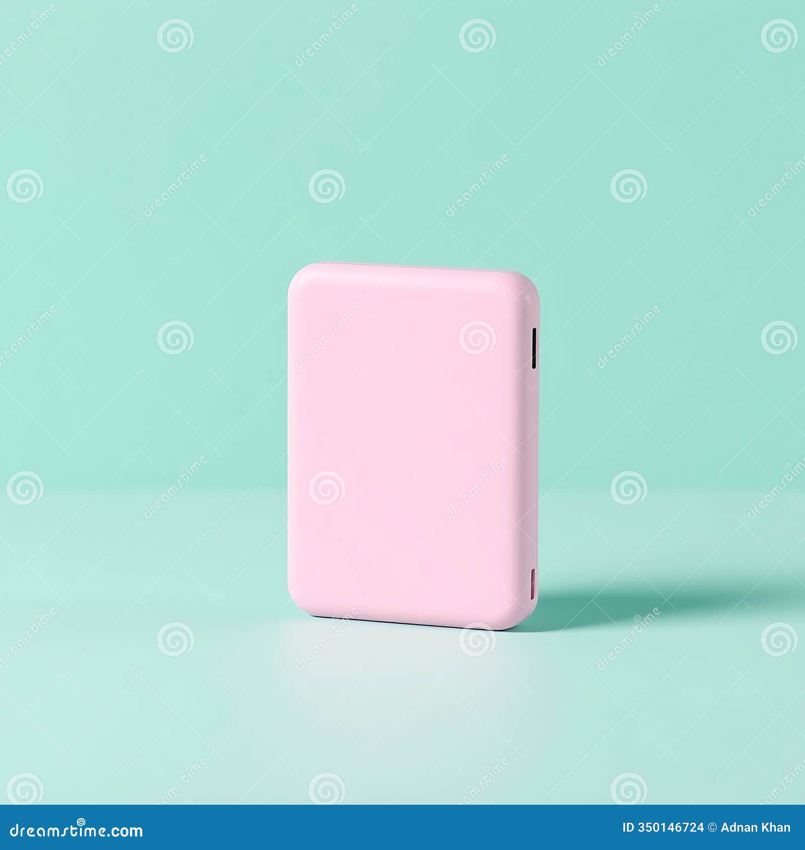 A Compact Pastel Pink External Hard Drive on a Mint Gradient Background ...