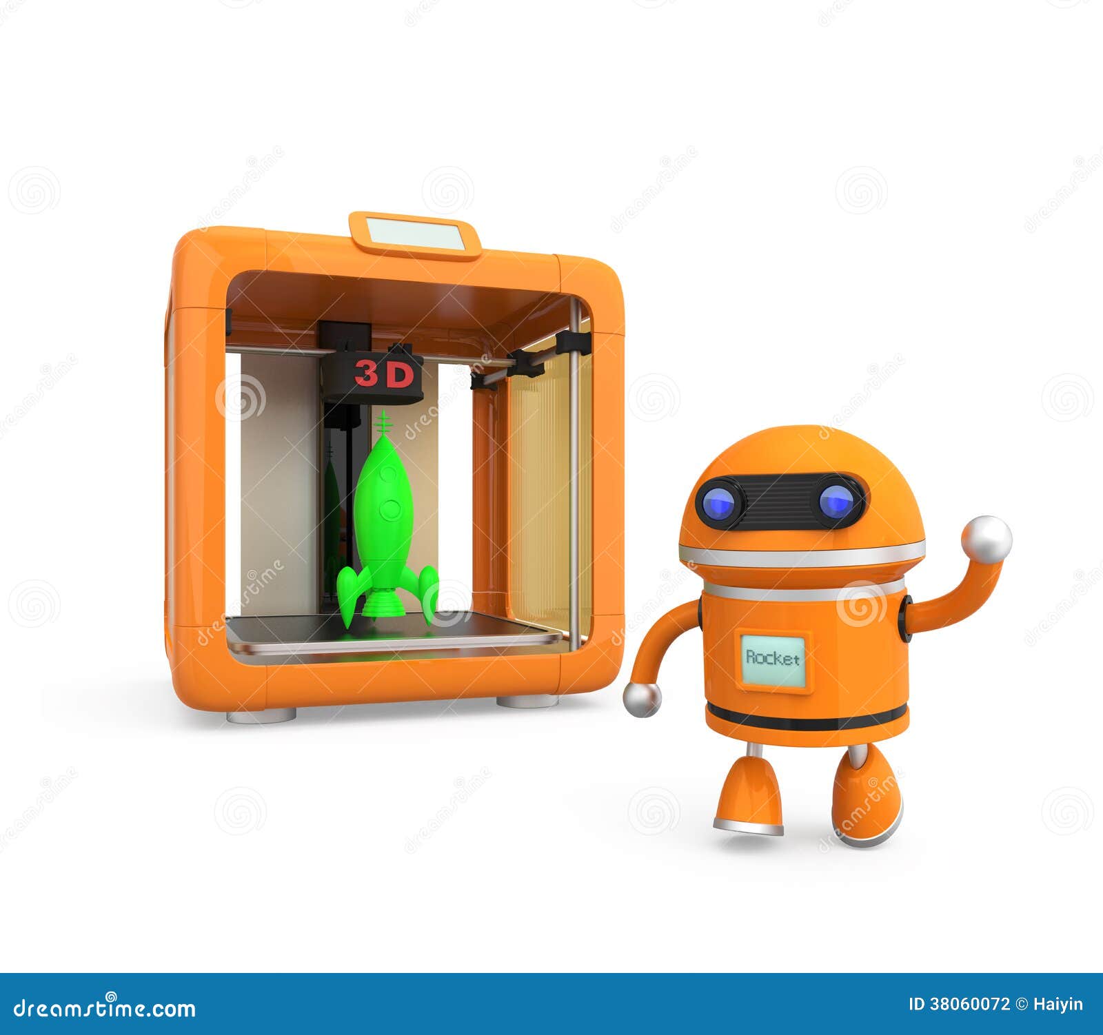 Compact Personal 3D Printer on White Background Stock Illustration ...
