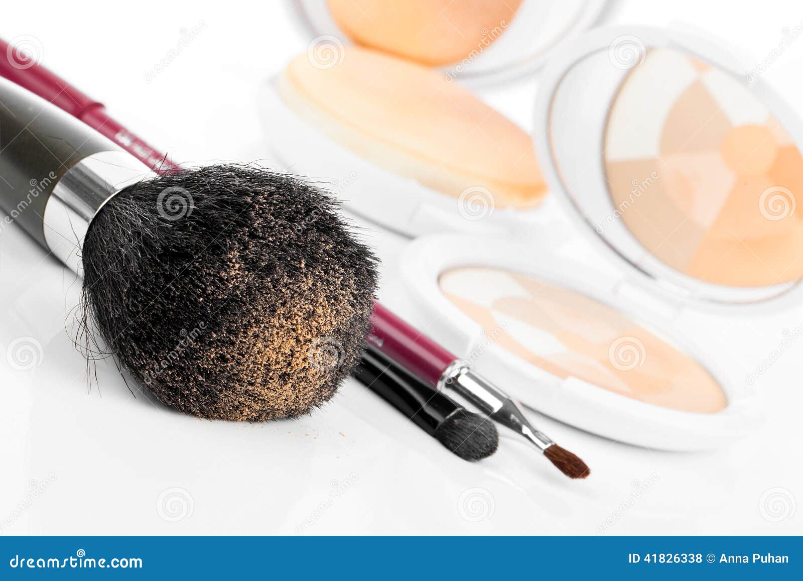 Compact Powder and Black Brush Stock Photo - Image of facepowder ...