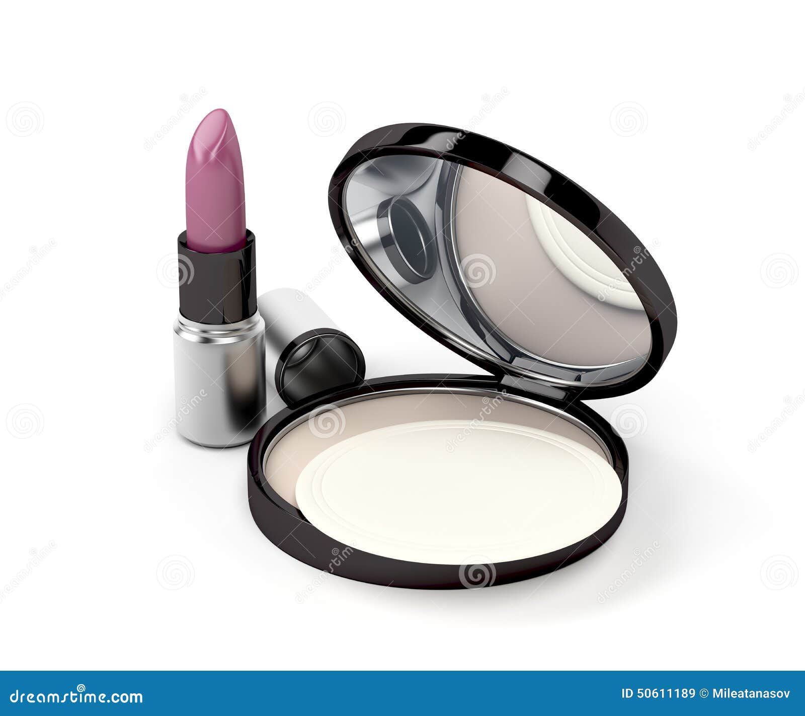 Compact Powder and Lipstick Stock Illustration - Illustration of ...