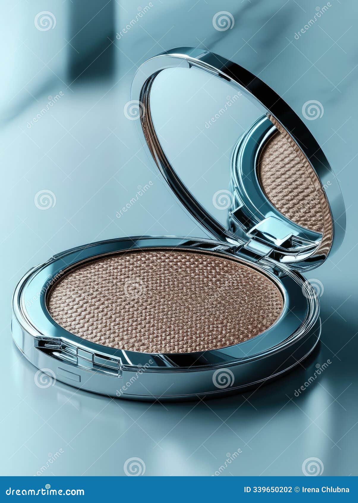 Compact Powder Makeup Palette Sitting on Mirrored Surface Stock ...