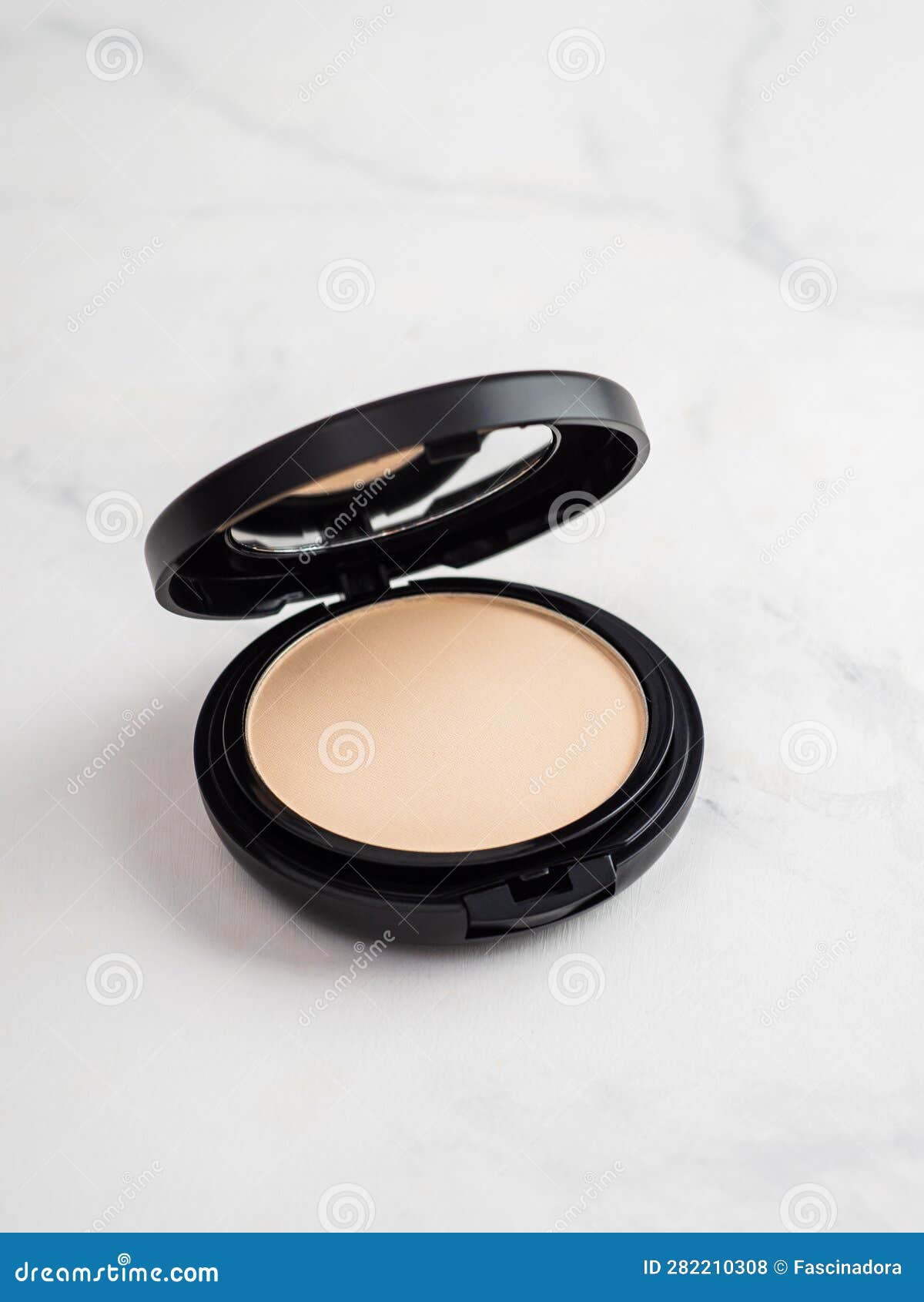 Compact Powder on White Marble, Copy Space Stock Photo - Image of ...