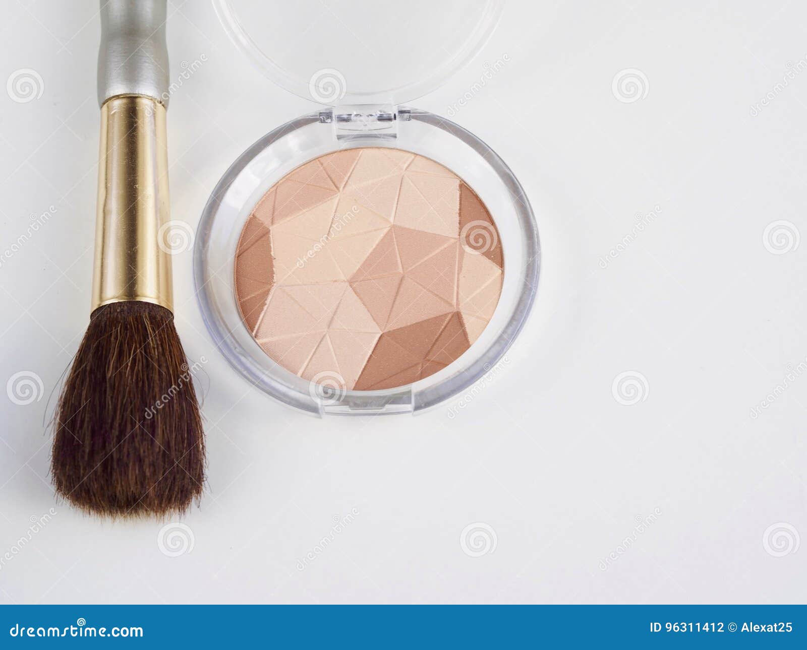 Compact powders and brush stock photo. Image of cosmetic - 96311412