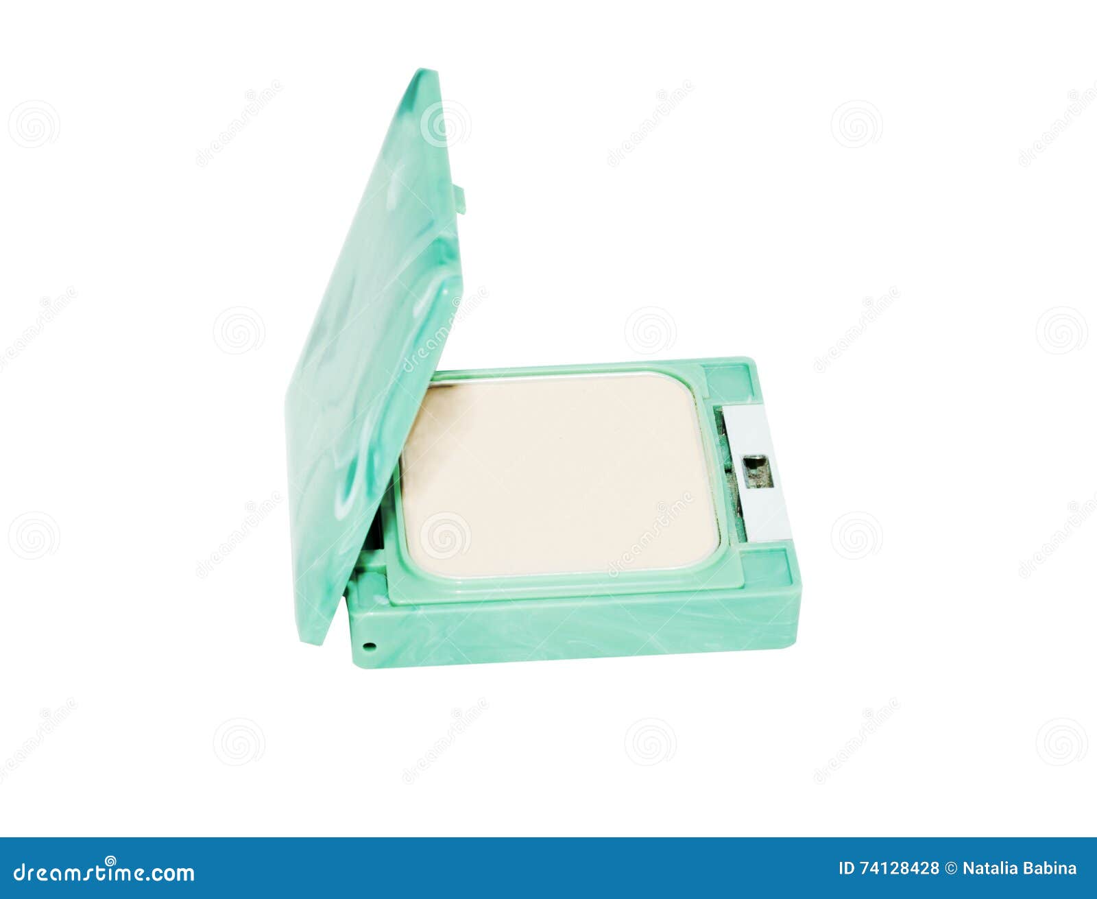 Compact Pressed Powder in Green Box Isolated on White Background. Stock ...