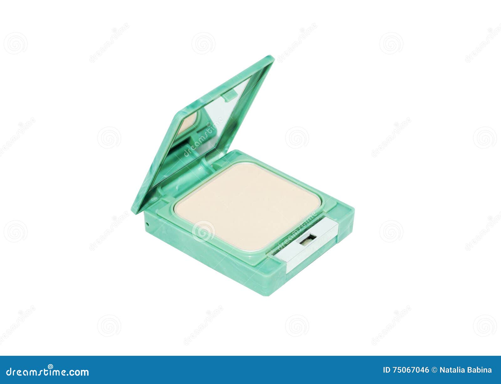 Compact Pressed Powder in Green Box Isolated on White Background. Stock ...