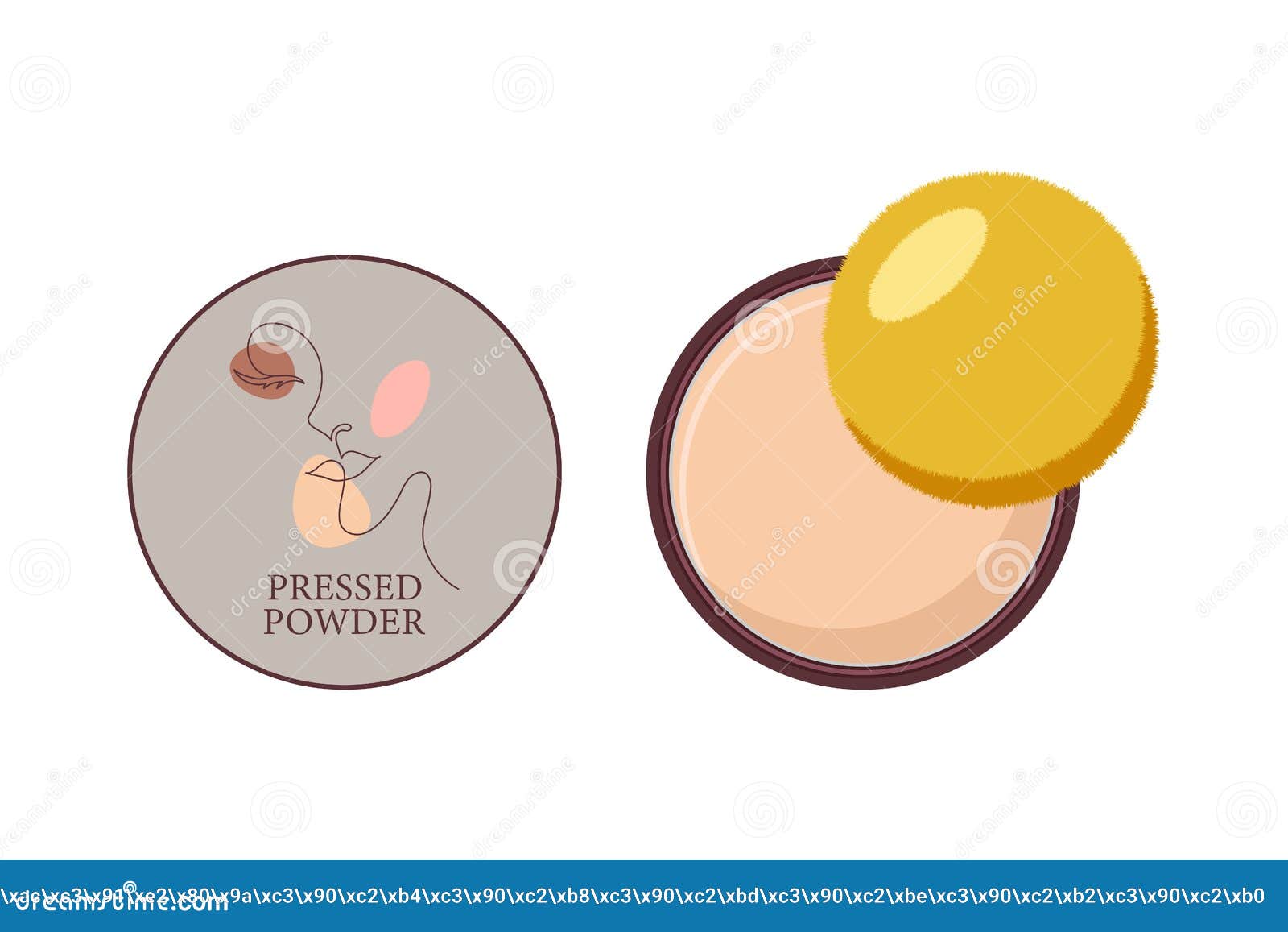 Compact Pressed Powder and Sponge on a White Background Stock Vector ...