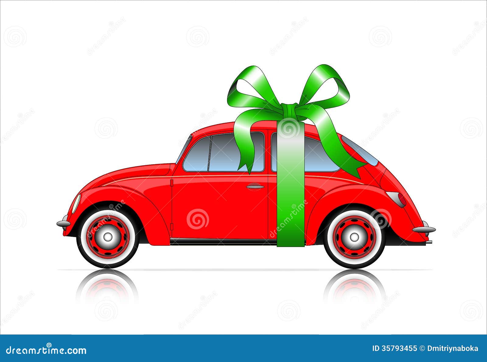 Compact Red Car with Ribbon Stock Vector - Illustration of hollyday ...