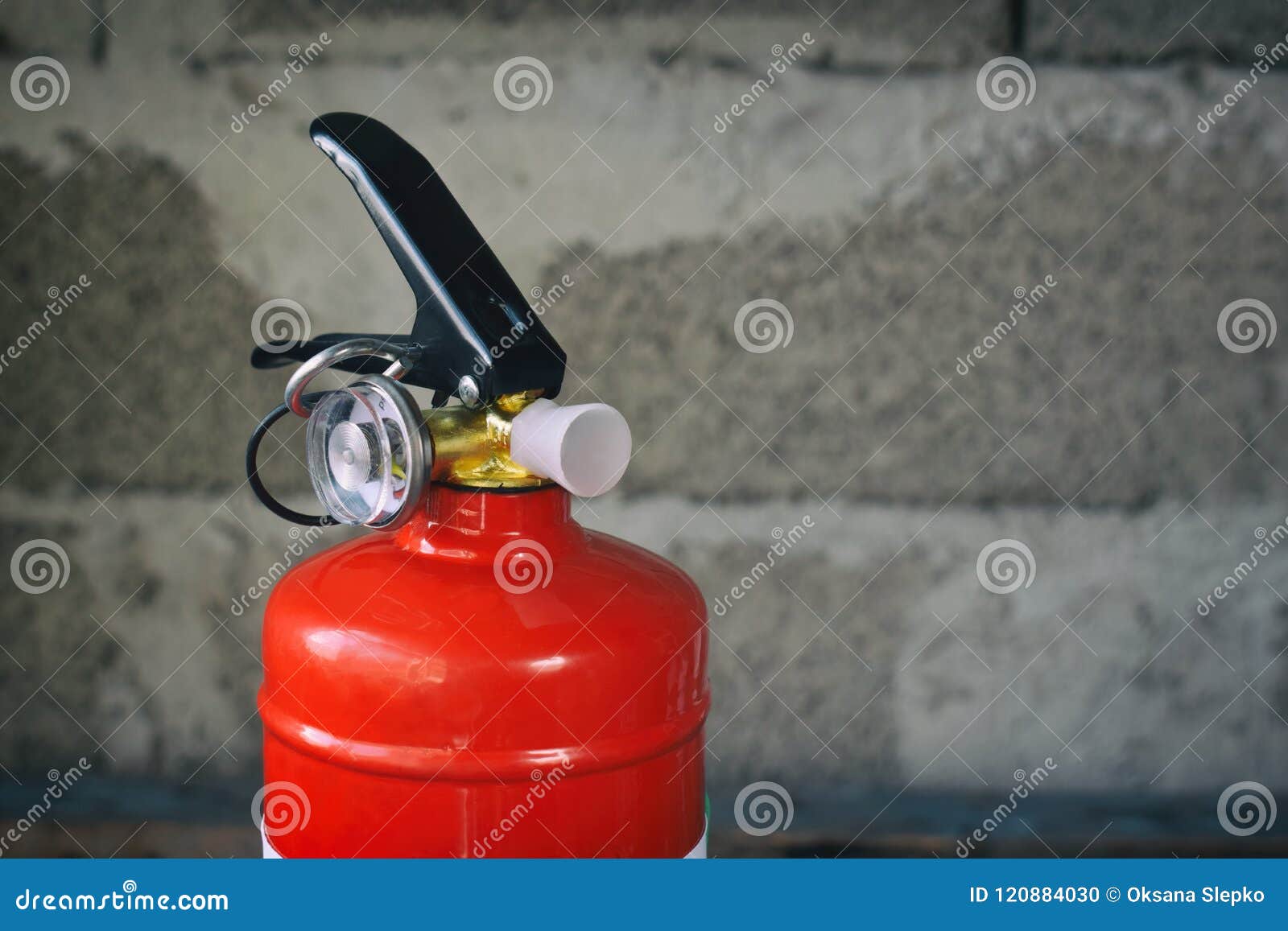 Compact Red Fire Extinguisher for Auto or Home on Grey Background. for ...