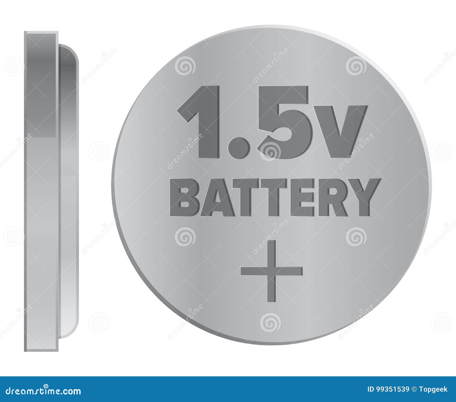 Round Silver 1.5v Battery Isolated Illustration Stock Vector ...
