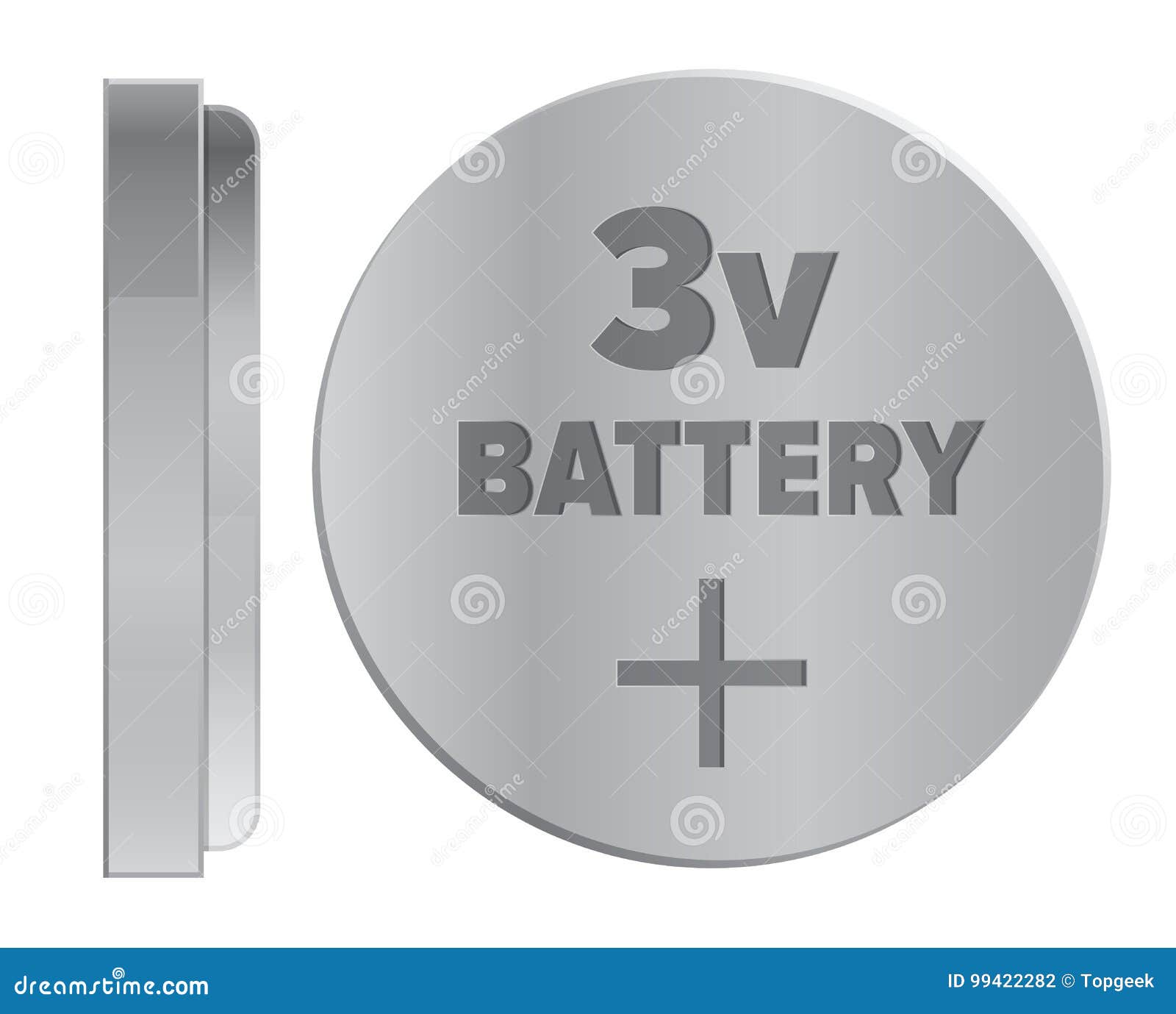 Round Silver 3v Battery Isolated Illustration Stock Vector ...