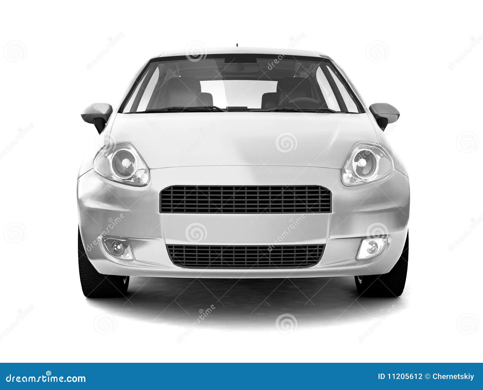 Compact Silver Car Front View Stock Illustration - Illustration of ...