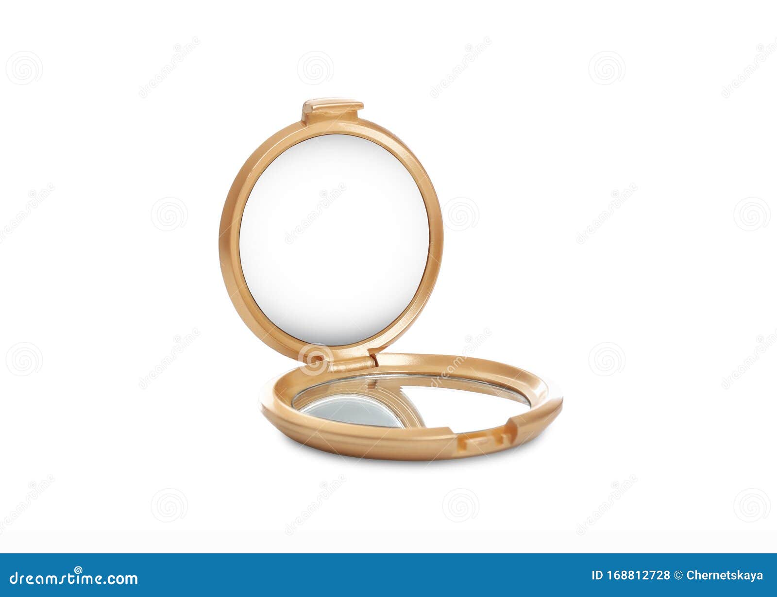 Compact Small Open Mirror Isolated Stock Photo - Image of golden ...
