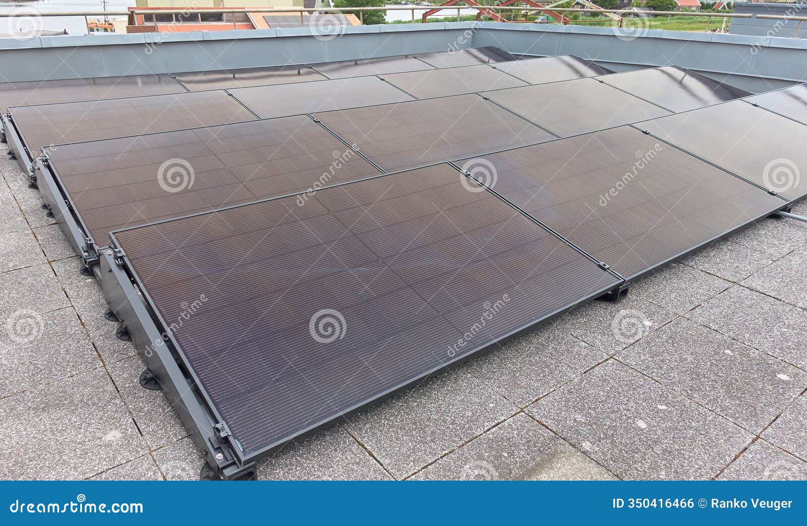 Compact Solar Panel System Installation on Modern Rooftop Terrace Stock ...