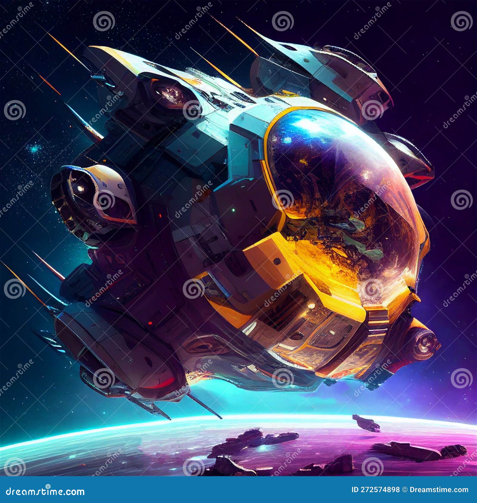 Compact and Spherical Spaceship with a Large and Reflective Cockpit in ...