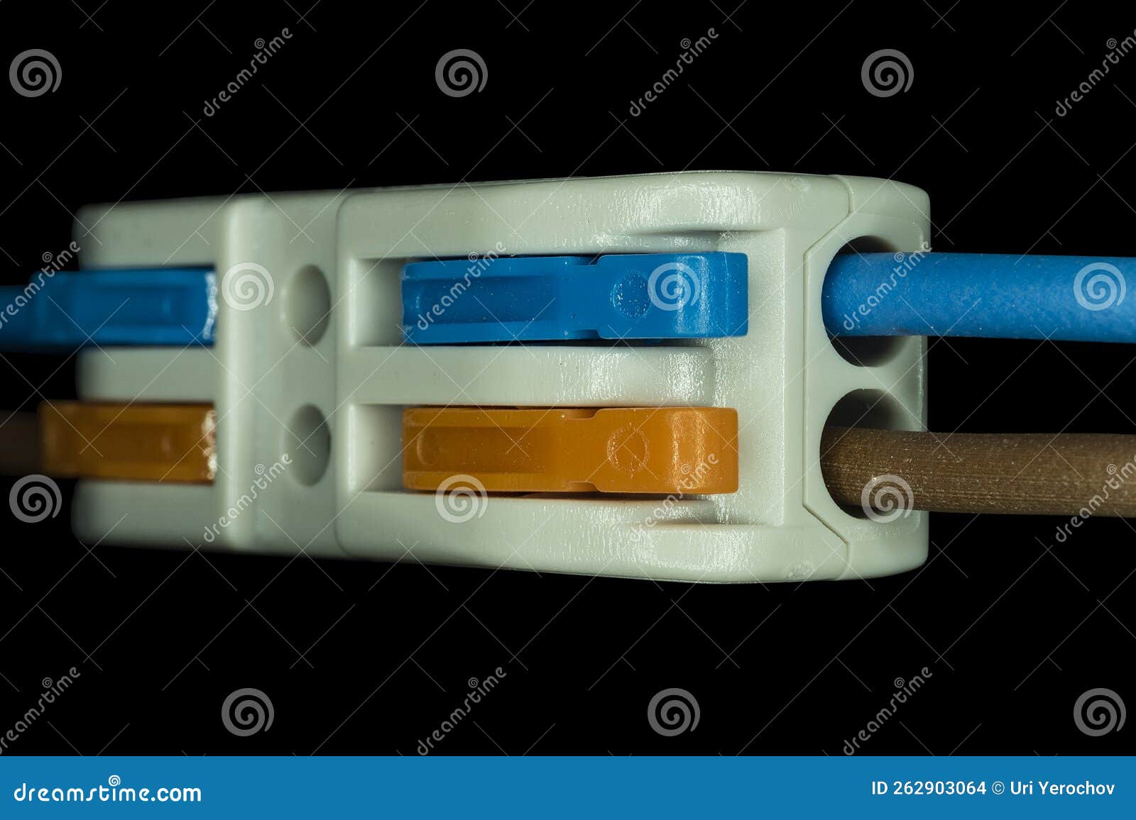 Compact Splicing Connector Isolated on Black Background. Stock Photo ...