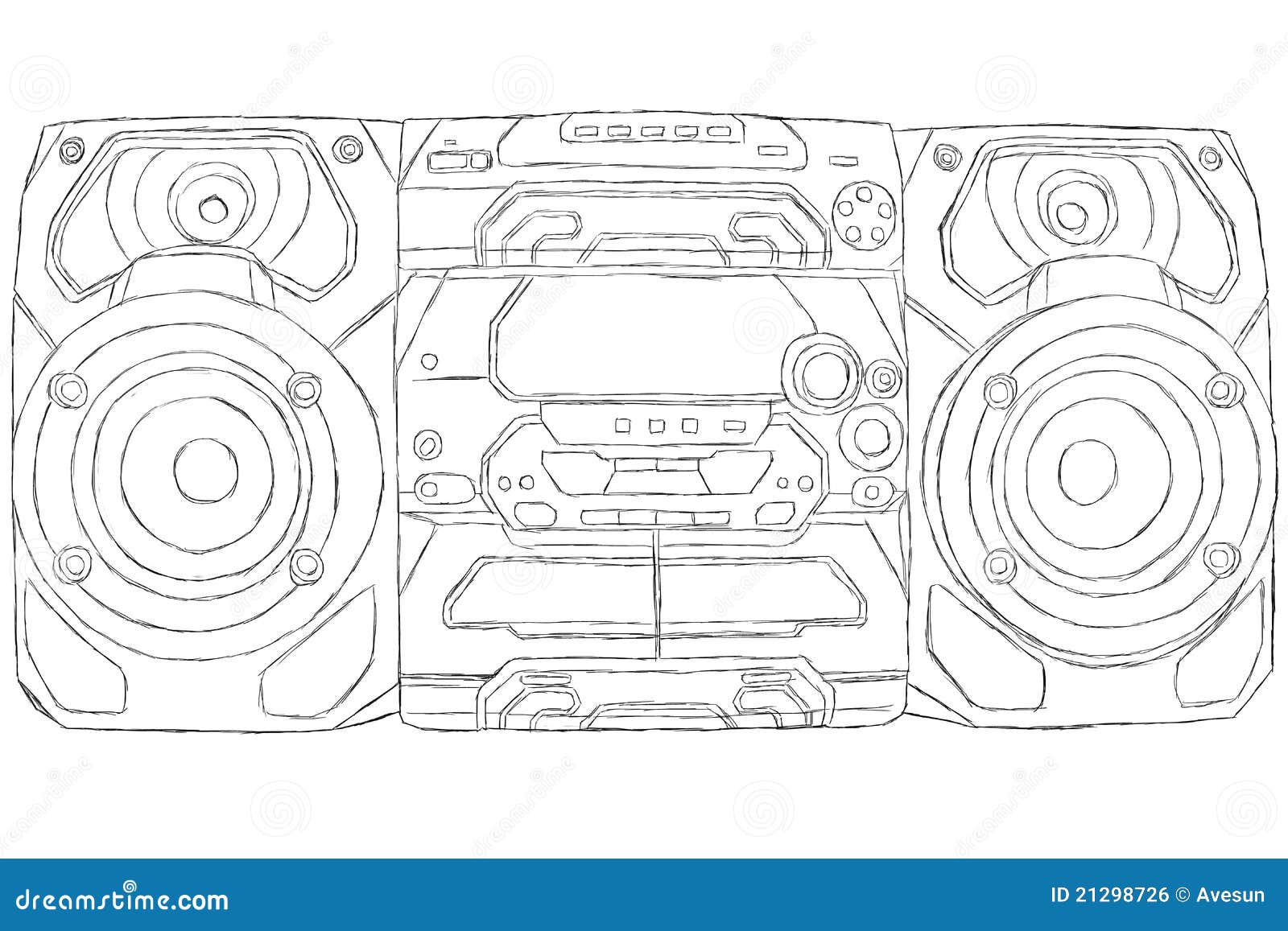 Compact stereo system stock illustration. Illustration of sketch - 21298726