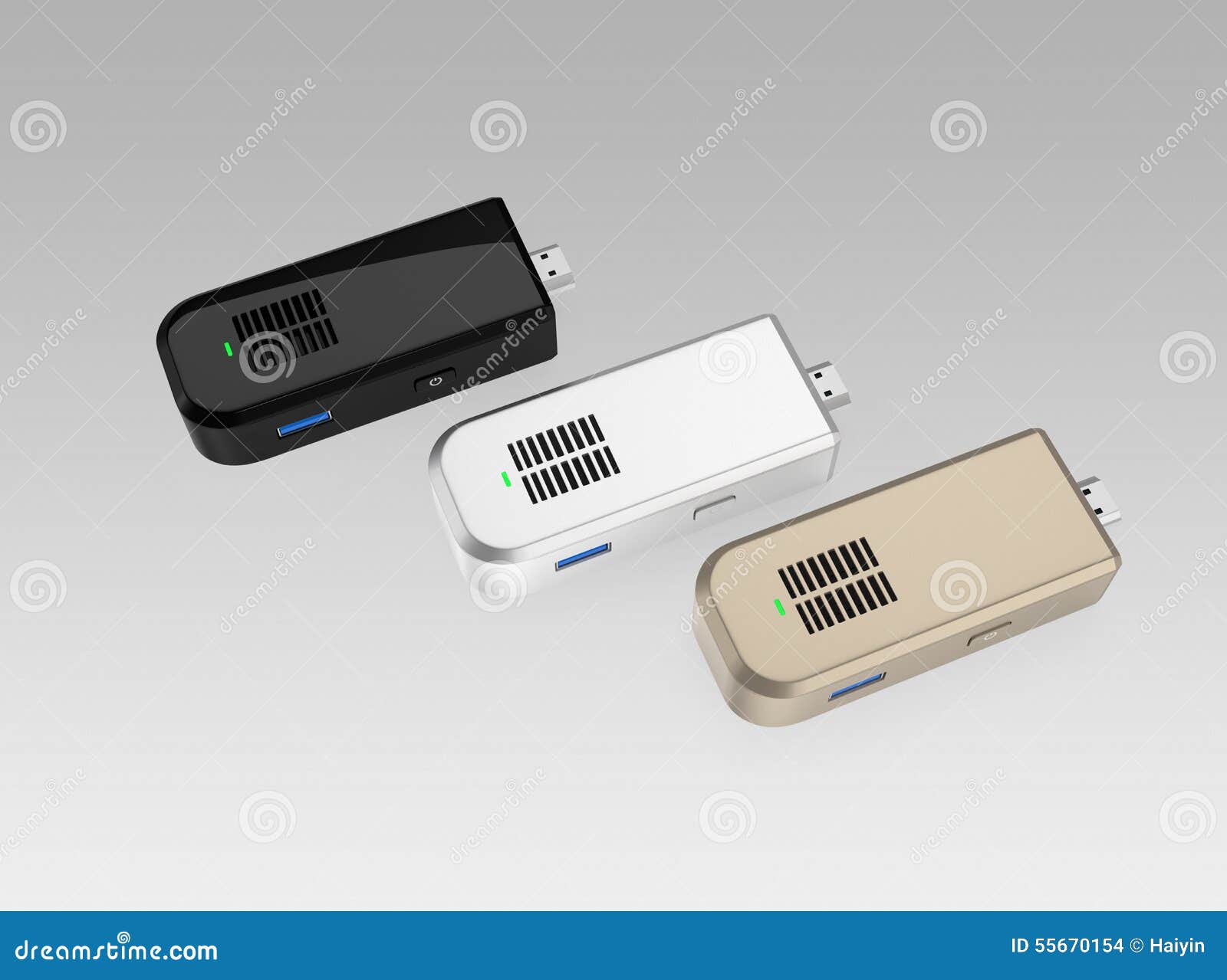 Compact Stick-type PCs Isolated on Gray Background Stock Illustration ...